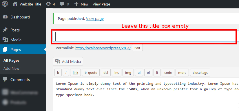 How To Remove Page Title In WordPress