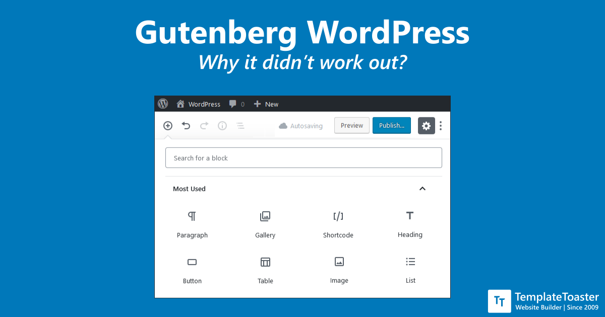 Gutenberg WordPress: What are the Reasons Behind its Failure ? - TemplateToaster Blog